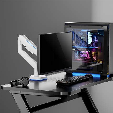 Nh 15l 고중량 Rgb 게이밍암 오디세이g9 싱글 듀얼 모니터암 모니터거치대 화이트 블랙 엔산마운트