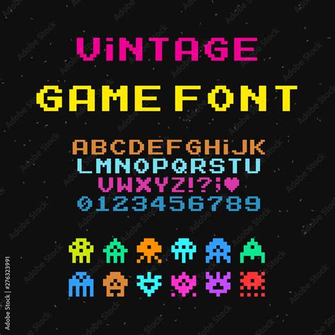 Set Of Vector Letters In Retro Style Game Design Font Of Old Games 8 Bit Letters And Numbers