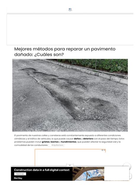 Mejores Métodos Para Reparar Un Pavimento Dañado ¿cuáles Son Pdf