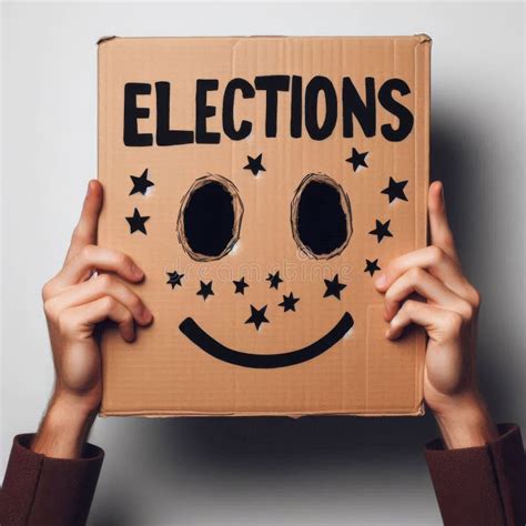 Hands Presenting The Word Elections In A Sky Background Stock