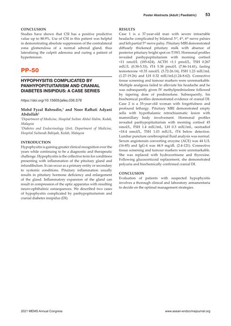 Pdf Hypophysitis Complicated By Panhypopituitarism And Cranial Diabetes Insipidus A Case Series