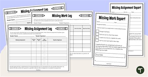 Missing Assignment Templates Teach Starter