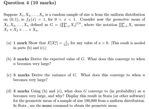 Solved Question 4 10 Marks Suppose X1 X2 Xn Is A Chegg Com