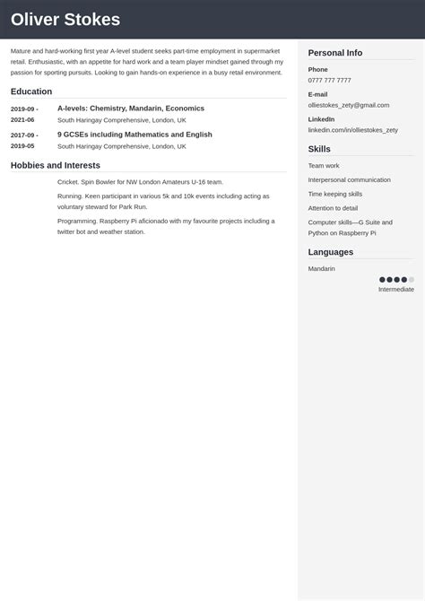 How To Write A CV For 16 Year Olds Teenager CV Sample