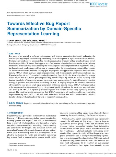 Pdf Towards Effective Bug Report Summarization By Domain Specific