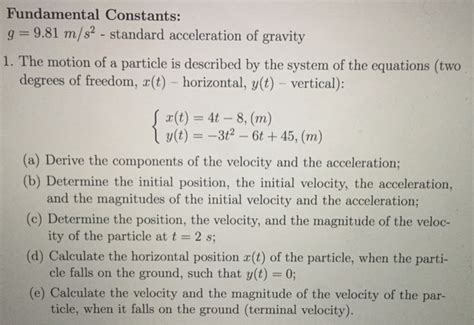 Solved Fundamental Constants G 981 Ms2 Standard