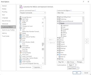 Microsoft Word Options Dialog Box To Customize Ribbon Avantix Learning