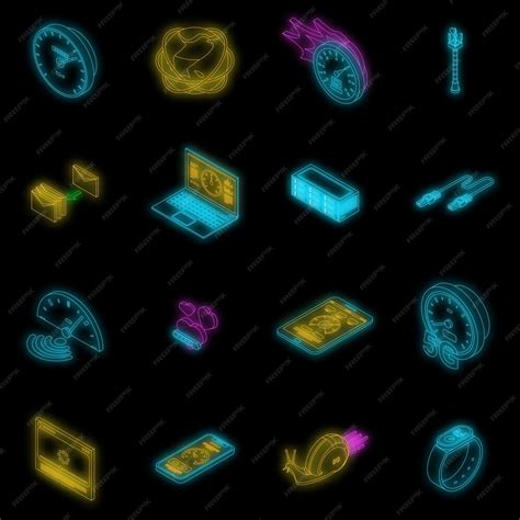 Premium Vector Internet Speed Icons Set Vector Neon