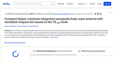 Citation Report Compact Bilayer Substrate Integrated Waveguide Leaky Wave Antenna With