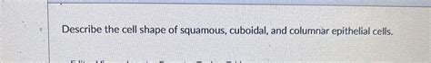 Solved Describe The Cell Shapes Of Squamous Cubital And