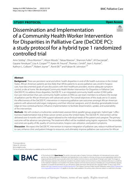 Pdf Dissemination And Implementation Of A Community Health Worker Intervention For Disparities