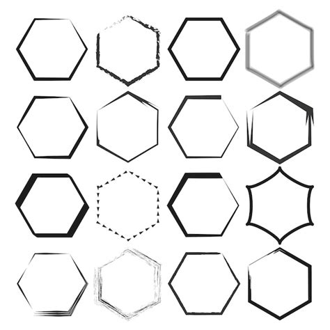Premium Vector Set Of Hexagonal Outline Shapes Geometric Design