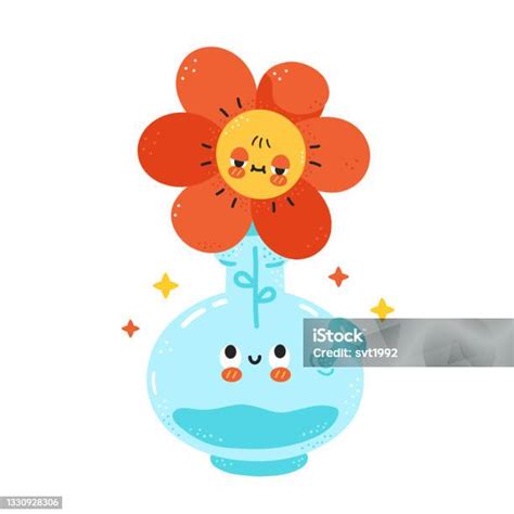 꽃 캐릭터와 귀여운 행복 봉 벡터 핸드 그린 만화 가와이 캐릭터 일러스트 아이콘 흰색 배경에 격리 잡초 대마초 마리화나 만화 캐릭터 개념에 대한 흡연 봉 0명에 대한 스톡