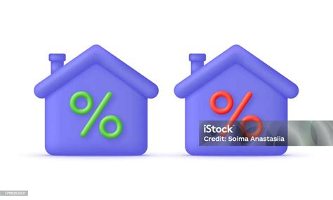 집의 3d 세트와 화살표가 있는 퍼센트 모기지가 있는 집과 은행 개념에 대한 신용 지불 0명에 대한 스톡 벡터 아트 및 기타 이미지 0명 3차원 형태 가격 Istock
