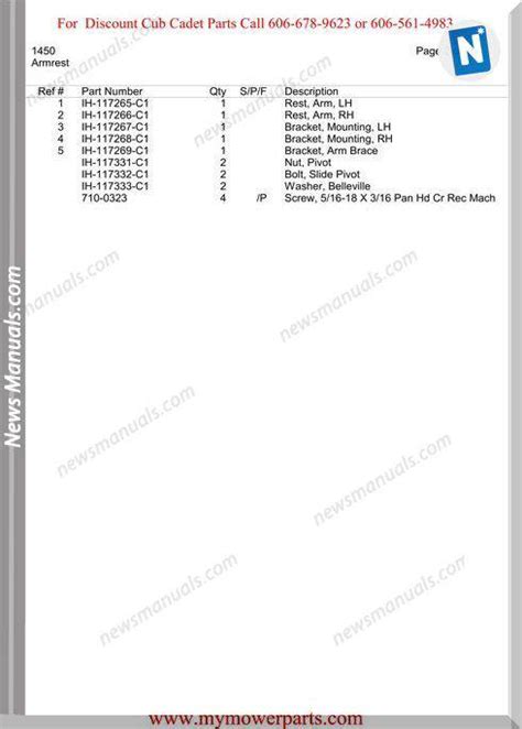 Cub Cadet Parts Manual For Model 1450