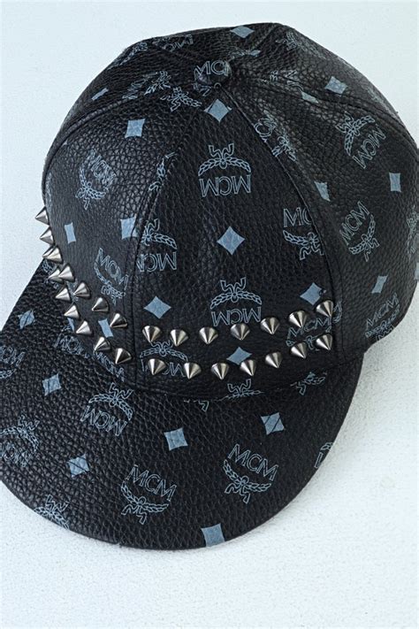 F 빈티지 모자 가죽 레더 로고패턴 스냅백 이오acc 헬로마켓