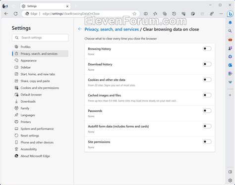 Enable Or Disable Clear Browsing Data On Close In Microsoft Edge Windows 11 Forum