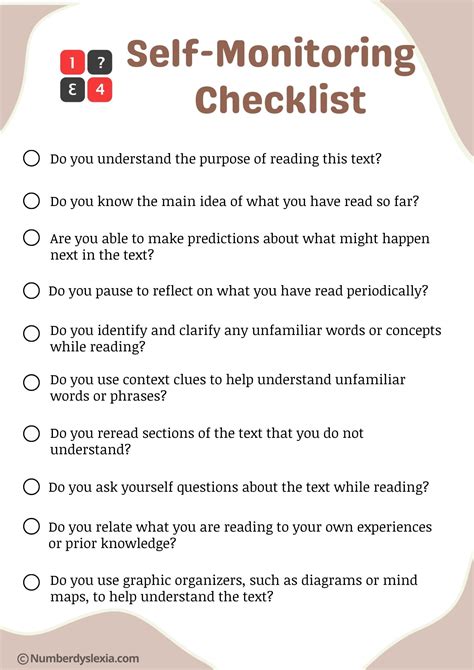 Self Monitoring Reading Comprehension Checklist [pdf Included] Number