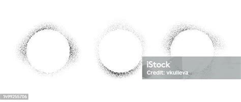 스프레이 스텐실 효과가 있는 원형 프레임 컬렉션 그런지 점선 둥근 테두리 그림자 세트 희미한 노이즈 텍스처 방사형 모양 번들 텍스트 상자 배너 포스터 템플릿에 대한 흩어진