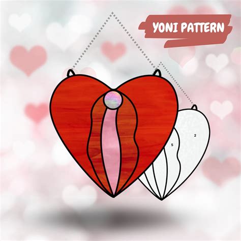 Yoni Stained Glass Heart Pattern Vulva Stained Glass Pattern Ozglassart Patterns