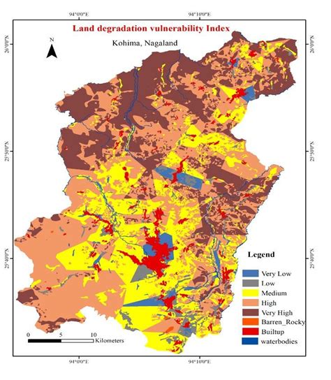 Land Degradation Vulnerability Map Along With The Levels Of Vulnerability Download Scientific