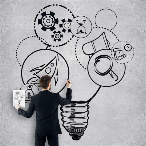 Premium Photo Businessman Drawing Startup Sketch