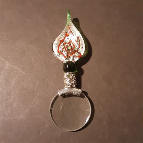 Hand Blown Artistic Magnifying Glass Magnifier With Beautiful Silver Green Red Swirls Vintage Etsy