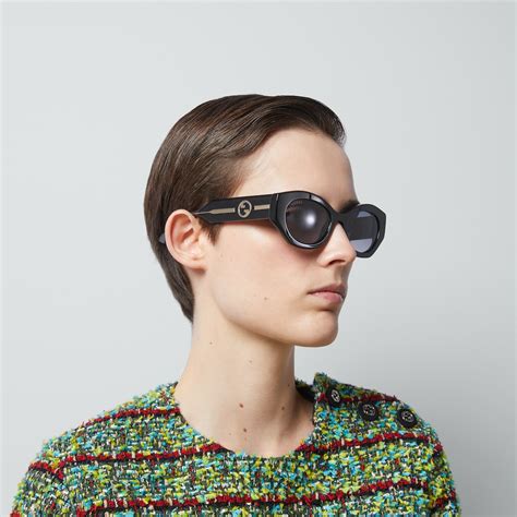 Oval Frame Sunglasses In Black Gucci® Us