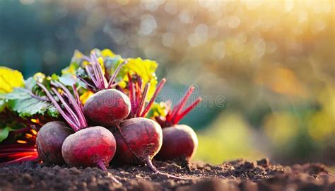 Freshly Collected Beet Root On The Ground In Garden Organic Agriculture Stock Illustration