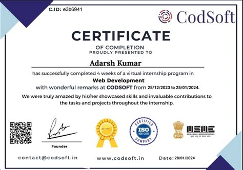 Adarsh Kumar On Linkedin Webdevelopment Internshipsuccess Codsoftjourney