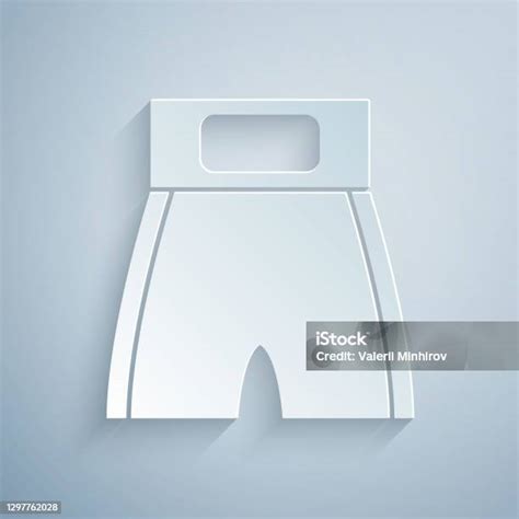 회색 배경에 격리 된 종이 컷 복싱 짧은 아이콘 종이 아트 스타일 벡터 0명에 대한 스톡 벡터 아트 및 기타 이미지 0명 3차원 형태 권투 글러브 Istock