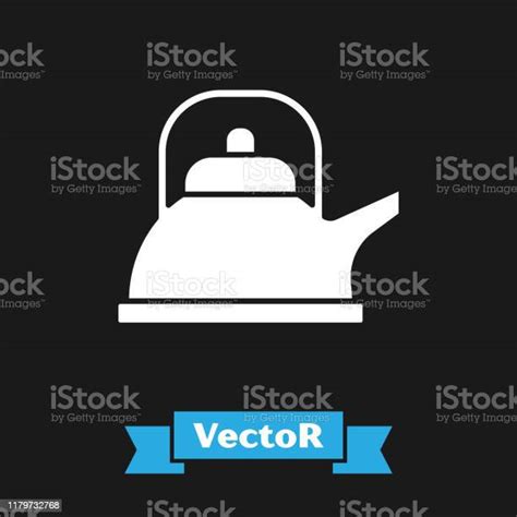 검은 색 배경에 격리 된 핸들 아이콘이있는 흰색 주전자 주전자 아이콘입니다 벡터 일러스트레이션 가정 생활에 대한 스톡 벡터 아트