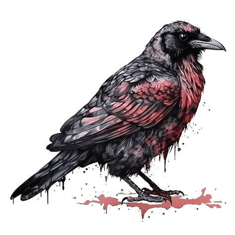 Premium Ai Image Gothic Crow Watercolor Illustration