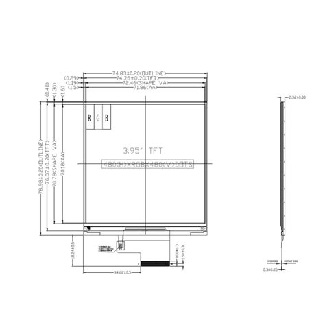 factory in stock 3 95 inch tft lcd display 480x480 rgb mipi square lcd
