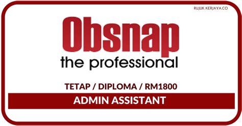 Jawatan Kosong Terkini Obsnap Instruments ~ Admin Assistant • Kerja