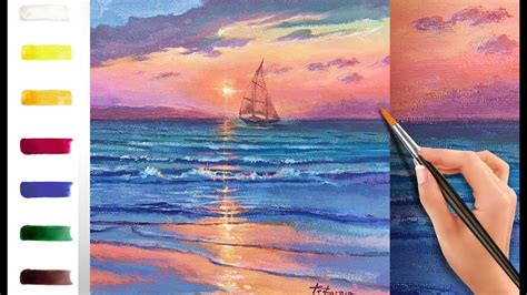 Закат Волны Как нарисовать морской пейзаж 🎨АКРИЛ Мастер класс ДЕМО Youtube