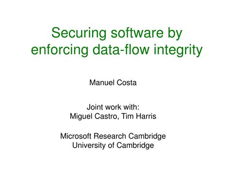 ppt securing software by enforcing data flow integrity powerpoint