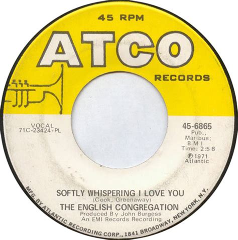 The English Congregation Softly Whispering I Love You When Susie