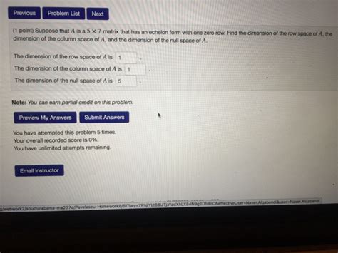 Solved Suppose That A Is A 5 Times 7 Matrix That Has An