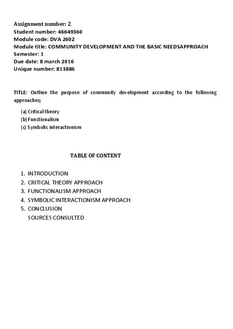 Pdf Community Development First Essay Assignment