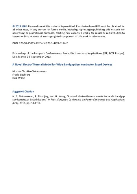 Pdf A Novel Electro Thermal Model For Wide Bandgap Semiconductor Based Devices