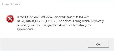 Directx Function Getdeviceremovedreason Failed как исправить