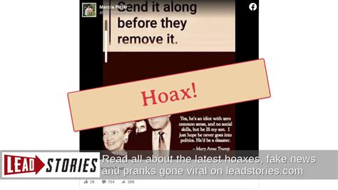 Fact Check No Evidence President Trumps Mother Called Her Son An