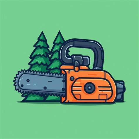 Premium Ai Image Flat Color Chainsaw Logo Vector