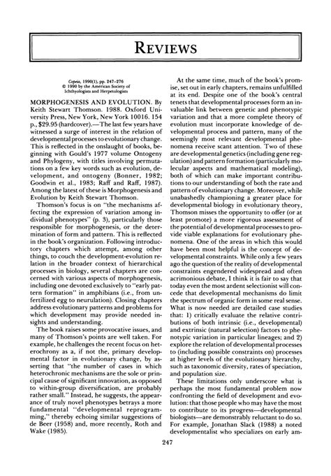 Pdf Morphogenesis And Evolution