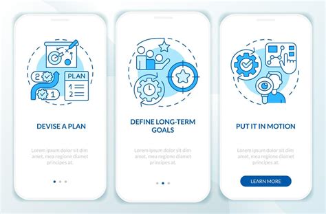 Planning Blue Onboarding Mobile App Screen Business Strategy Walkthrough 3 Steps Editable