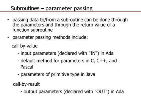 Ppt Subroutines Parameter Passing Powerpoint Presentation Free Download Id 6298896