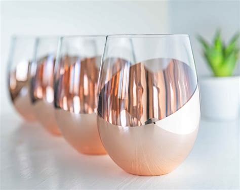 Personalizedcustom Stemless Wine Glasses Rose Gold Etsy