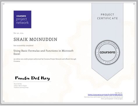 Shaik Moinuddin On Linkedin Microsoftexcel Coursera Skillsdevelopment