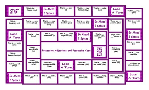 Possessive Adjectives And Possessive Case Legal Size Text Board Game